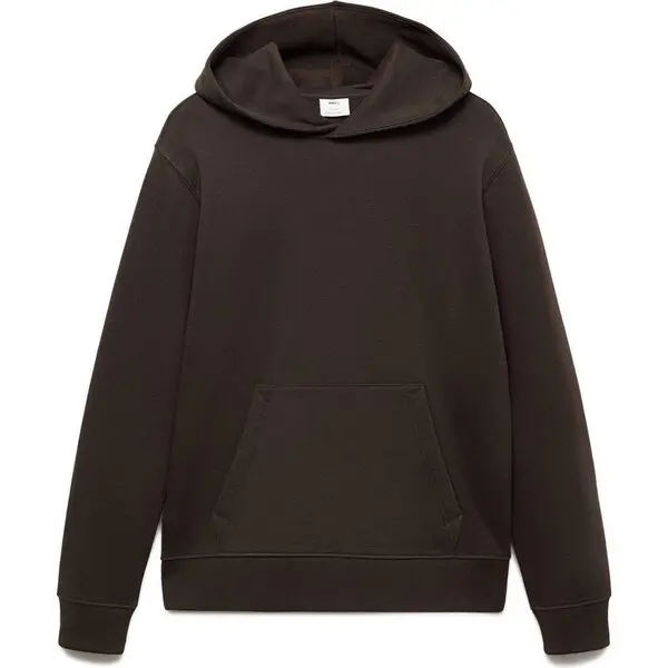 Mango Cotton-blend Pullover Hoodie - Chocolate