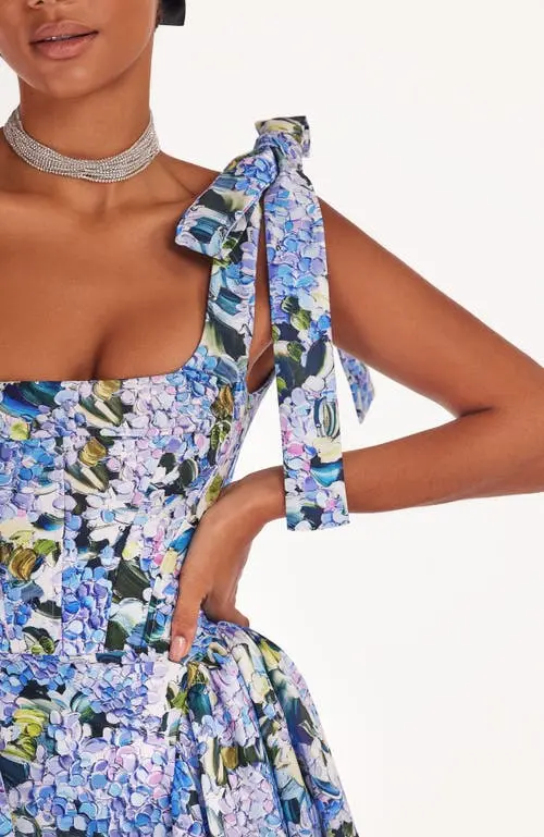 MILLA A-line Corset Floral Taffeta Maxi Gown