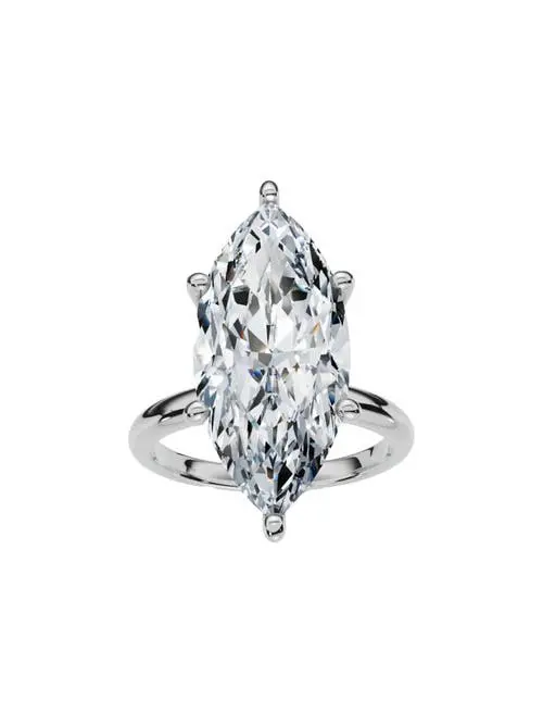 BLISS DIAMOND Certified 6ct Marquise Solitaire Lab Grown Diamond Engagement Ring - 14k White Gold