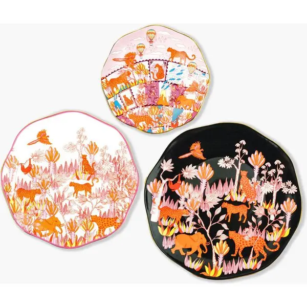 JESSIE ZHAO NEW YORK Travel Around World Bone China Plates - Orange