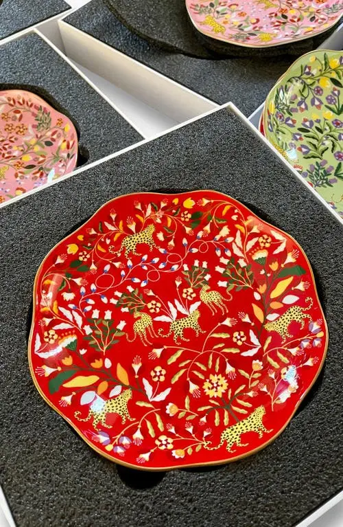 JESSIE ZHAO NEW YORK Leopards Forest Bone China Salad Plates