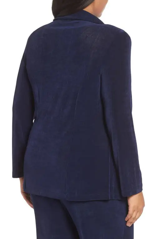 Vikki Vi One-button Stretch Knit Blazer - Navy
