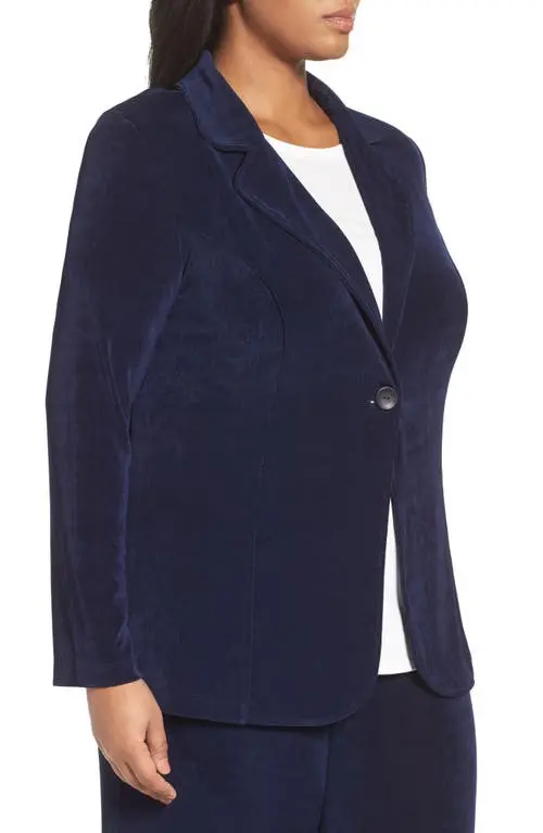 Vikki Vi One-button Stretch Knit Blazer - Navy