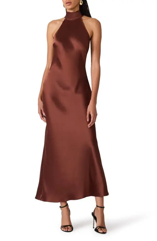Steve Madden Lara Satin Maxi Dress - Cinnamon