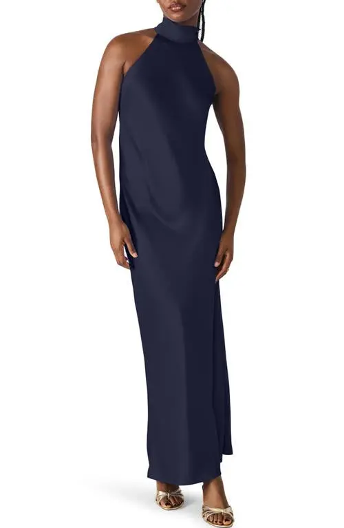 Steve Madden Lara Satin Maxi Dress - Marine