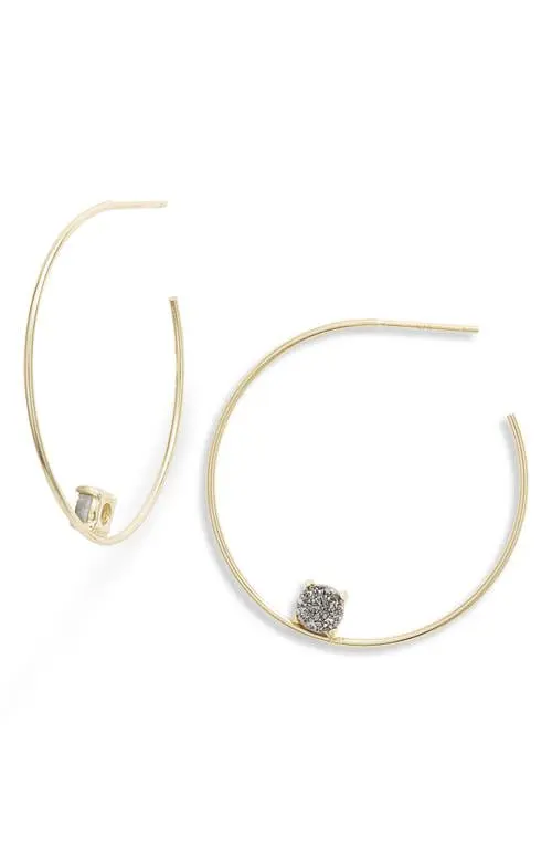 Argento Vivo Drusy Hoop Earrings - Gold