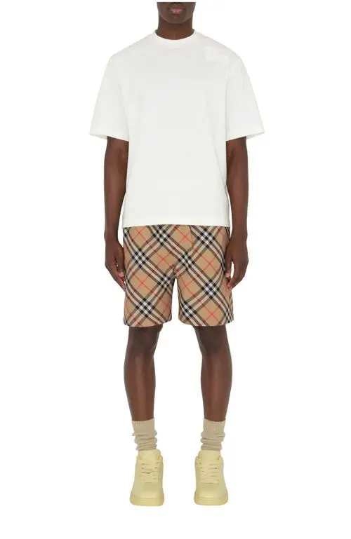 Burberry Check Twill Shorts - Sand