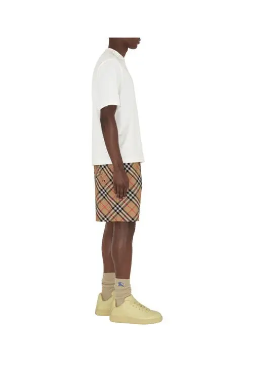 Burberry Check Twill Shorts - Sand