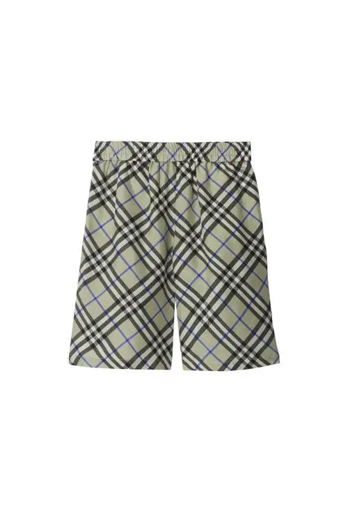 Burberry Check Silk Shorts - Lichen