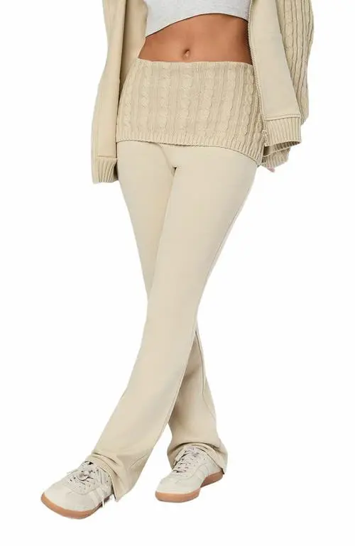 WeWoreWhat Cable Knit Roll Over Pant - Taupe