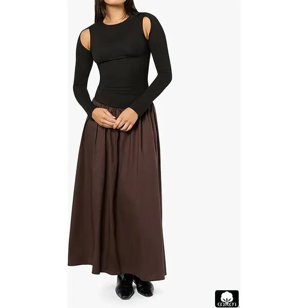 Weworewhat Drop Waist Maxi Dress In Black/Brown - 50% Off | Editorialist