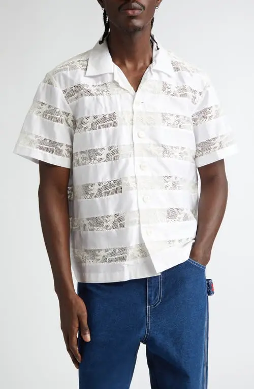 BODE Tennis Lace Cotton Camp Shirt