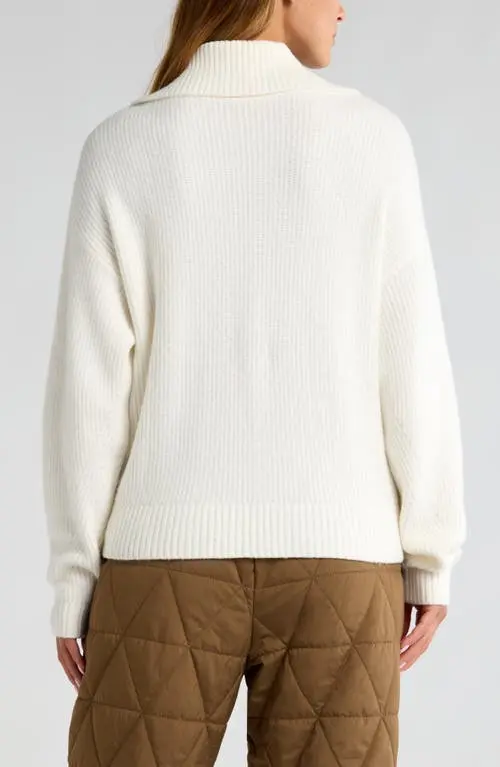 Zella Quarter-zip Ribbed Pullover Sweater - Ivory Egret