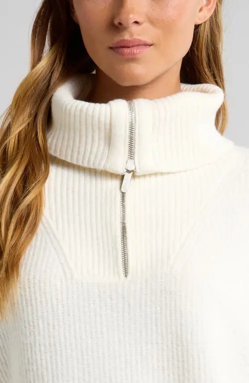 Zella Quarter-zip Ribbed Pullover Sweater - Ivory Egret