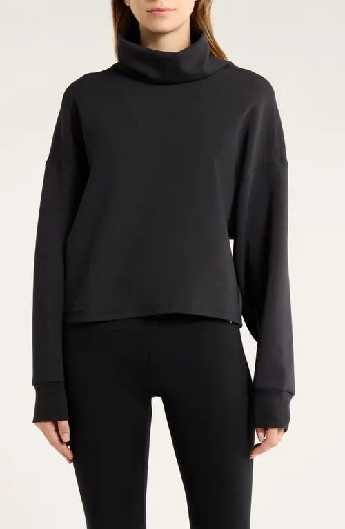 RHONE Dreamglow Mock Neck Top - Pure Black Heather