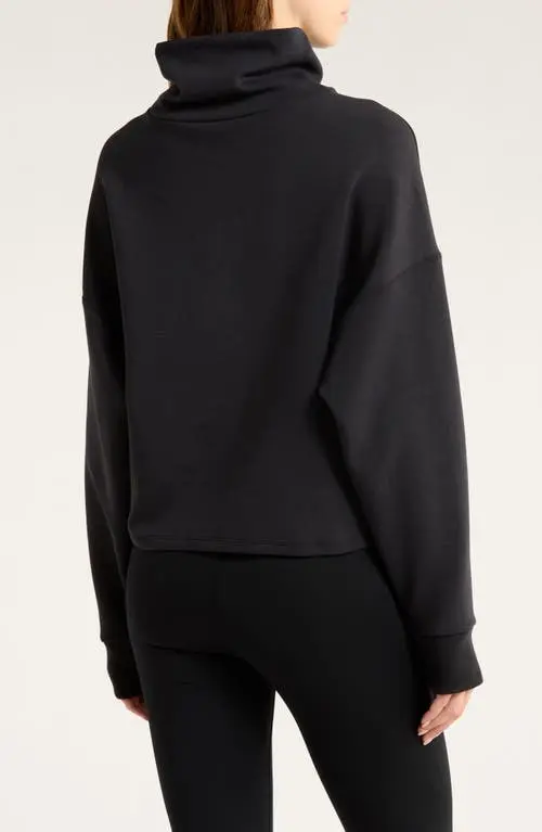 RHONE Dreamglow Mock Neck Top - Pure Black Heather