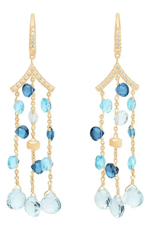 Marco Bicego Paradise Mixed Topaz Drop Earrings - 18k Yellow Gold
