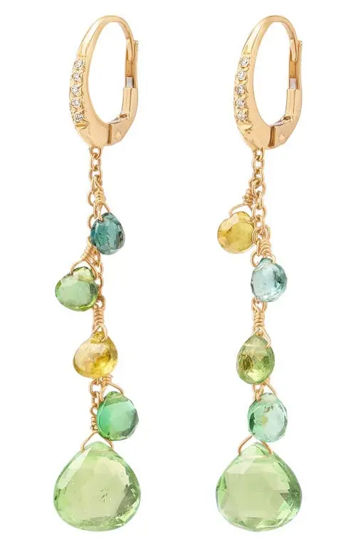 Marco Bicego Paradise Tourmaline Drop Earrings - Green/18k Yellow Gold