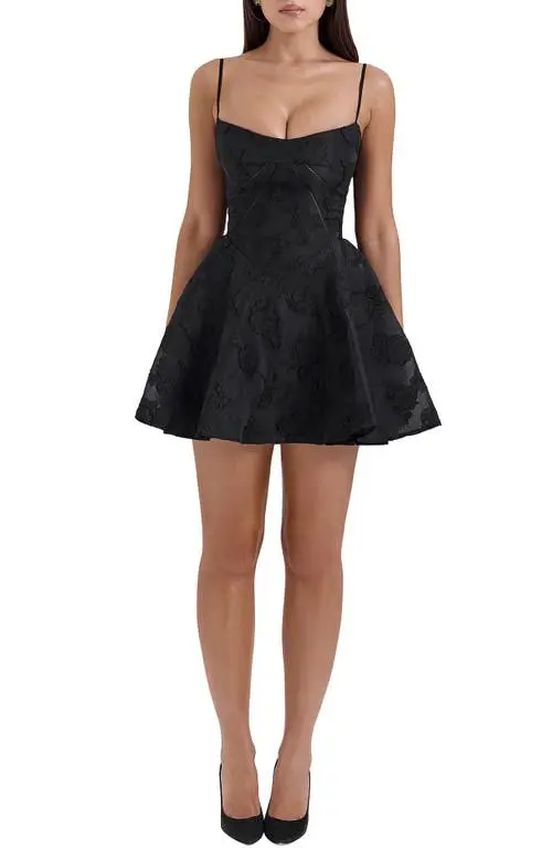 House Of Cb Serenita Jacquard Mini Dress - Black