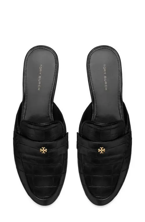 Tory Burch Croc Embossed Mule In Perfect Black 33% Off