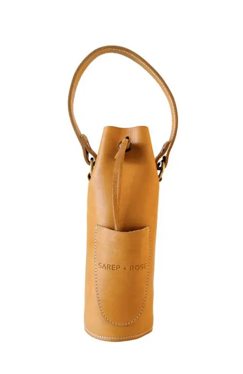 SAREP + ROSE Leather Bottle Tote With Pocket - Tan
