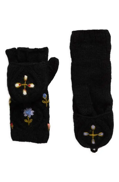 FRENCH KNOT Tilly Hand Knit Convertible Mittens - Black
