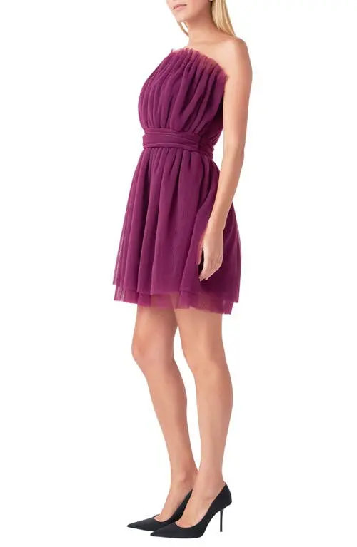 Endless Rose Strapless Tulle Mini Dress - Berry