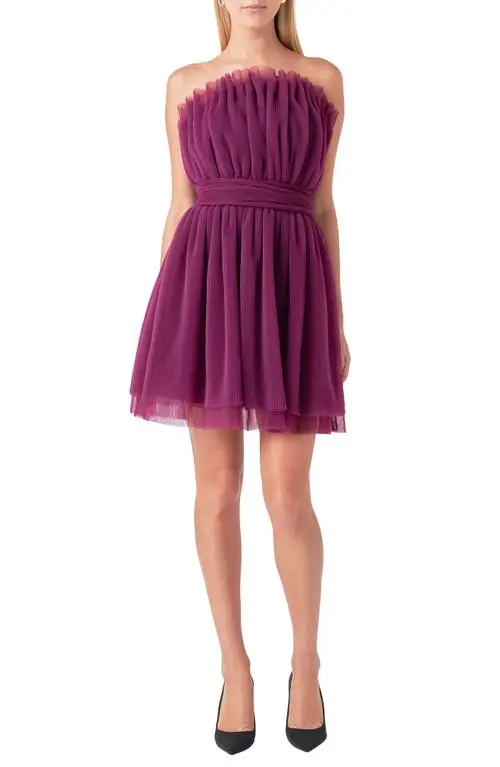 Endless Rose Strapless Tulle Mini Dress - Berry