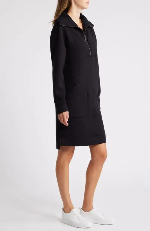 Caslon Half Zip Long Sleeve Sweatshirt Dress In Black - 45% Off |  Editorialist
