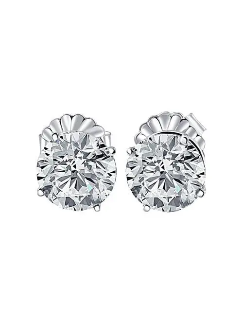 BLISS DIAMOND 6.00ct Round Lab Grown Diamond Stud Earrings - 14k White Gold