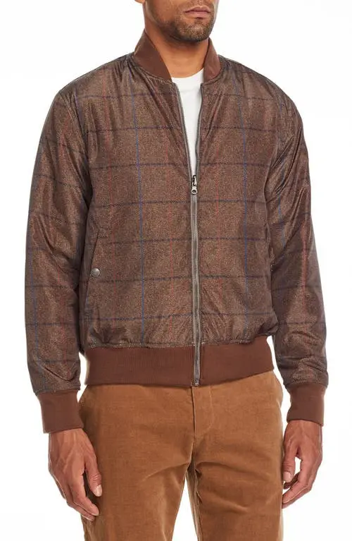 BROOKLYN BRIGADE Herringbone Reversible Bomber Jacket - Brown
