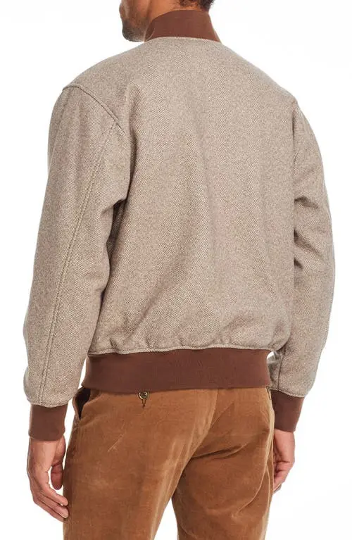 BROOKLYN BRIGADE Herringbone Reversible Bomber Jacket - Brown