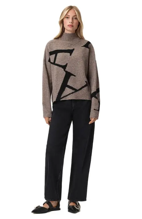 ALLSAINTS Star Turtleneck Sweater - Doe Brown/black