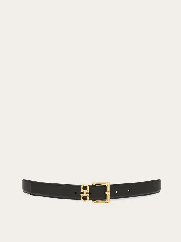 FERRAGAMO Double Gancini Fixed Belt - Black