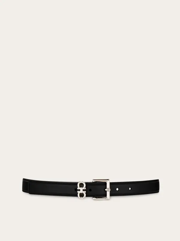 FERRAGAMO Double Gancini Fixed Belt - Black