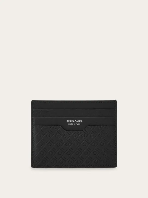 FERRAGAMO Monogram Credit Card Holder - Black