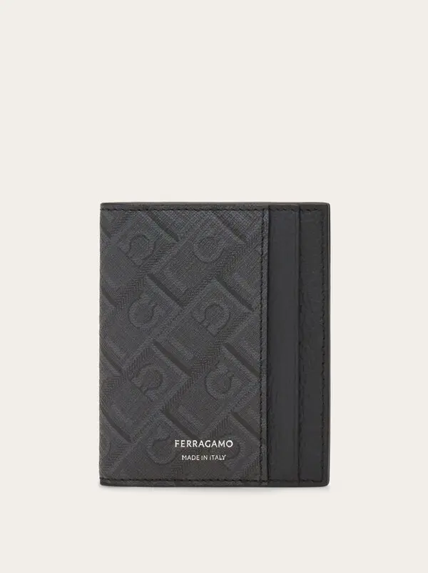 FERRAGAMO Monogram Credit Card Holder - Black