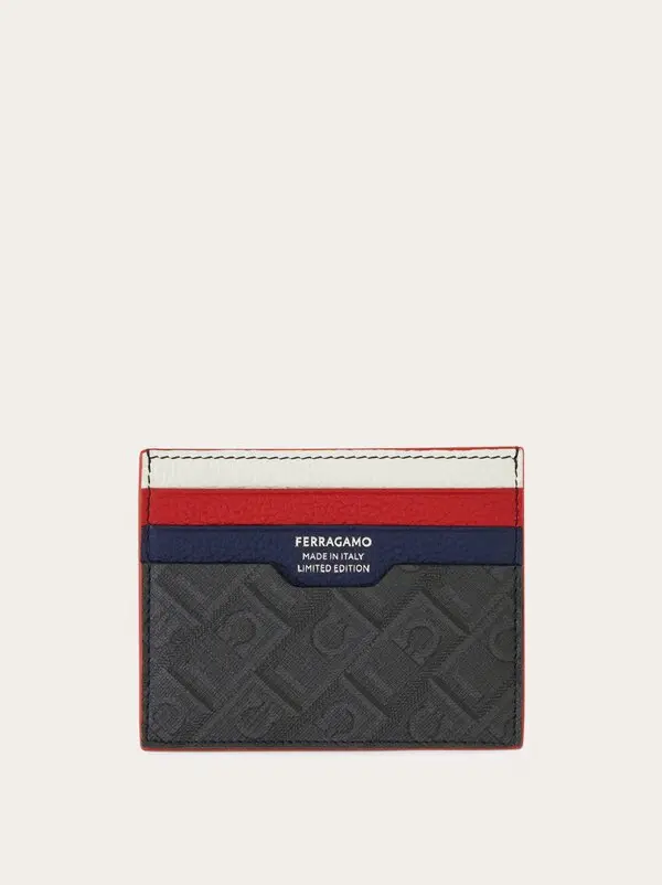 FERRAGAMO Monogram Credit Card Holder - Blue