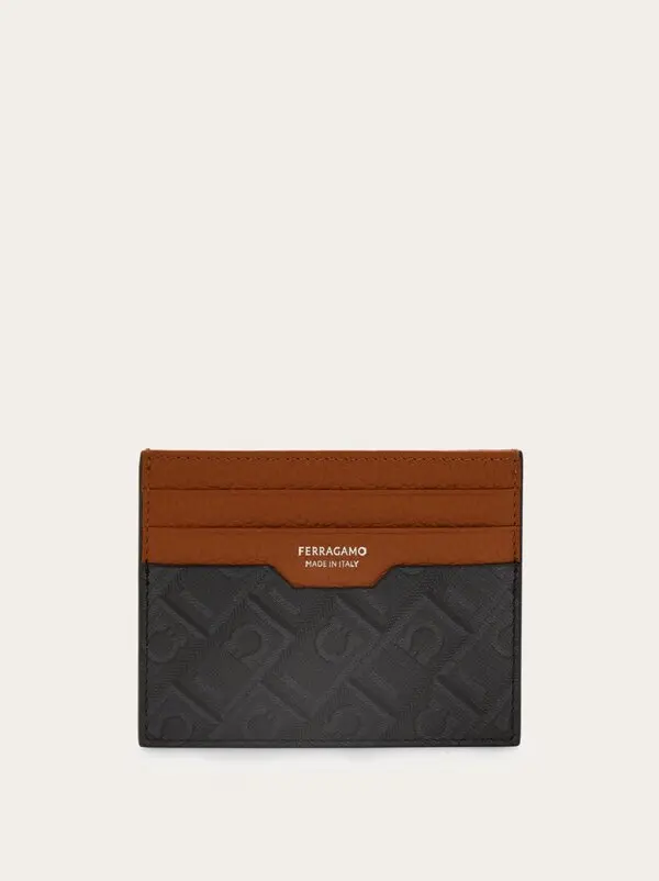 FERRAGAMO Monogram Credit Card Holder - Brown