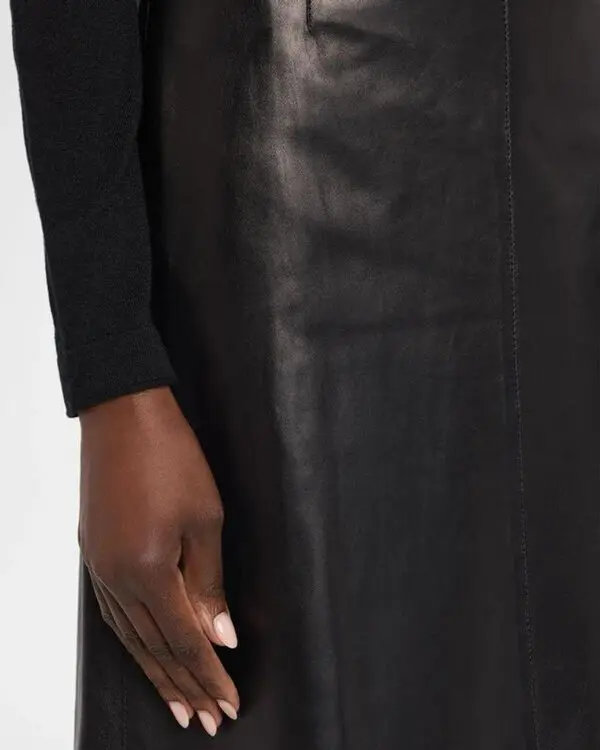 Lafayette 148 New York Leather A-line Midi Skirt
