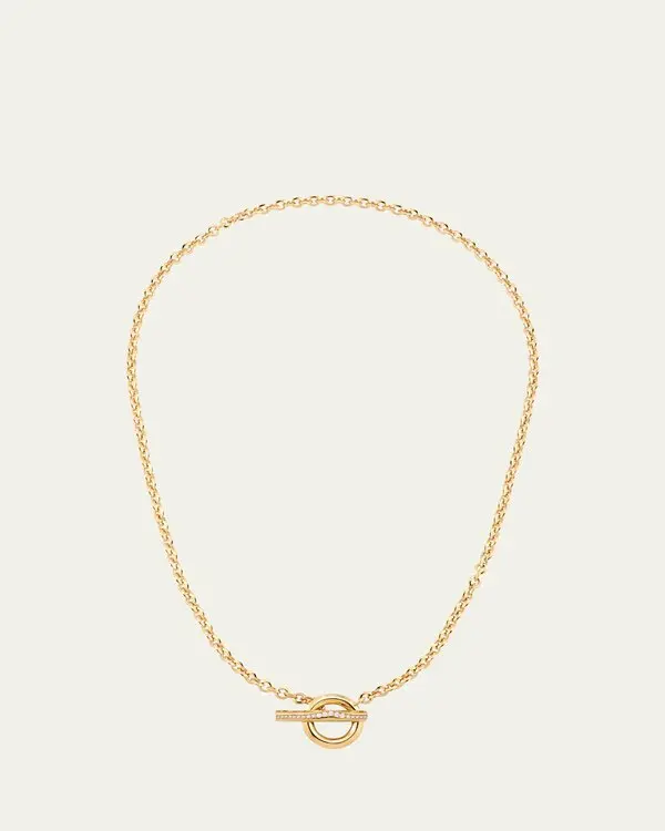 Lizzie Mandler 18k Yellow Diamond Pave Wave Toggle Chain Necklace - Gold