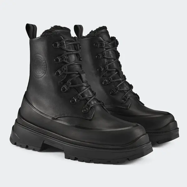 Canada Goose Kya Lace Up Leather Shearling Lined Waterproof Boots - Black