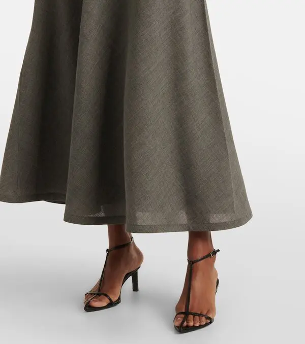 JIL SANDER Tie-neck Virgin Wool Midi Dress