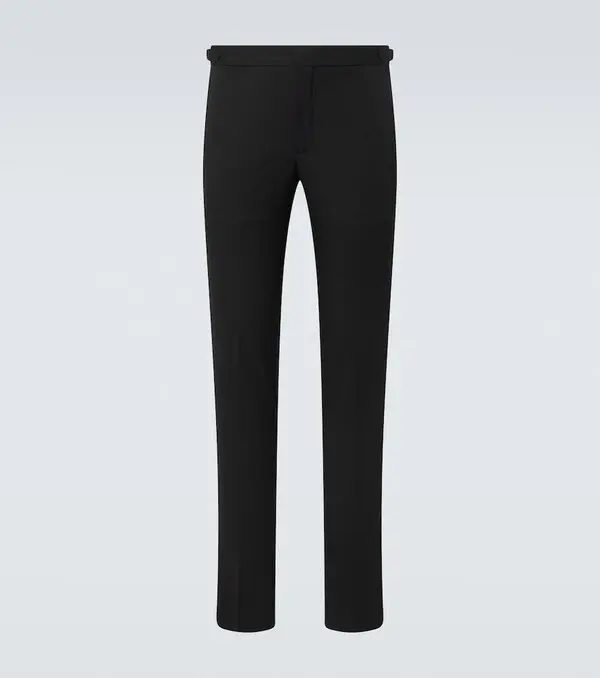 Rubinacci Luca Wool Tuxedo Pants - Black