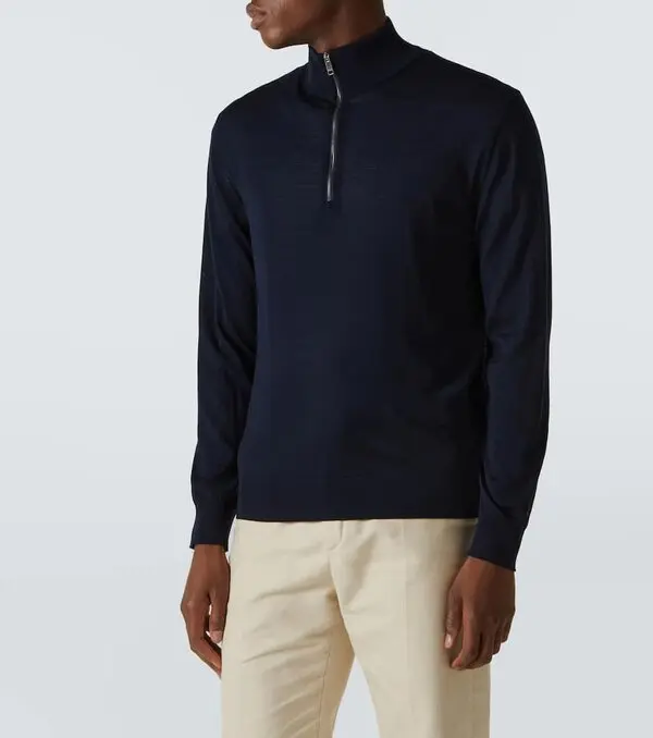 Zegna Wool Half-zip Sweater - Blue