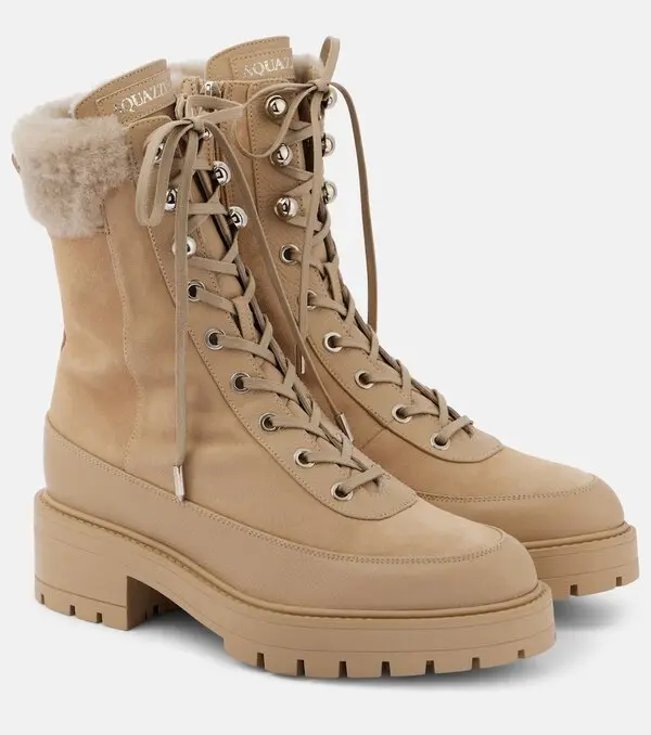 AQUAZZURA Very Cortina Ankle Boots - Beige
