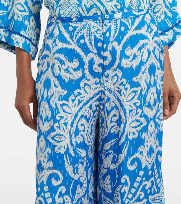 Poupette St Barth Clea Printed Wide-leg Pants - Blue