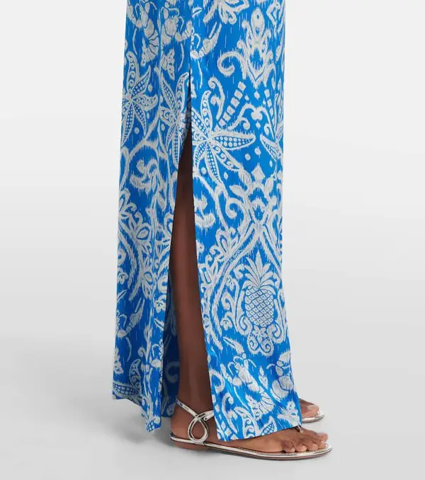 Poupette St Barth Clea Printed Wide-leg Pants - Blue