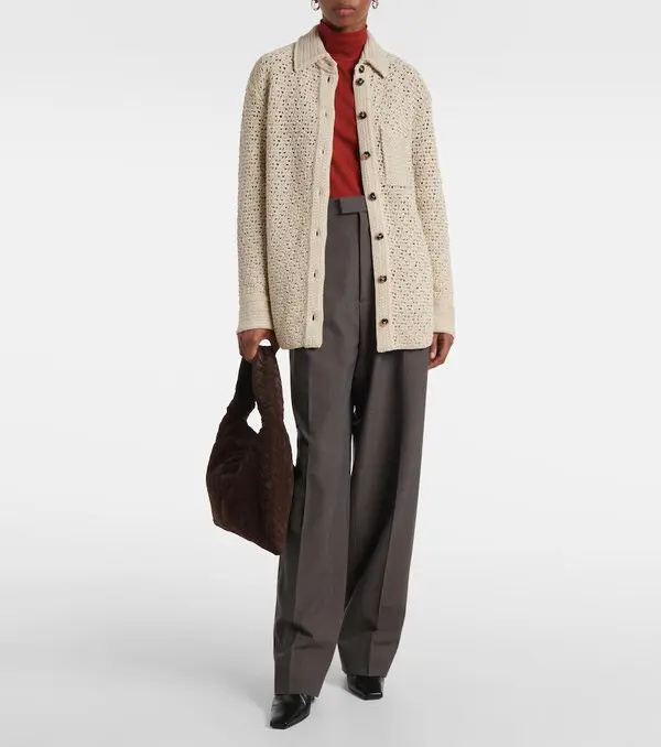 Bottega Veneta Cotton Crochet Shirt - Beige
