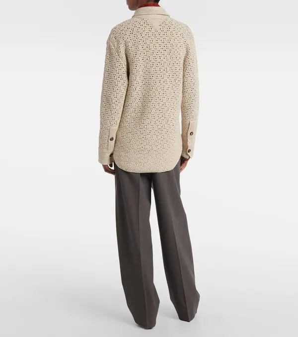 Bottega Veneta Cotton Crochet Shirt - Beige